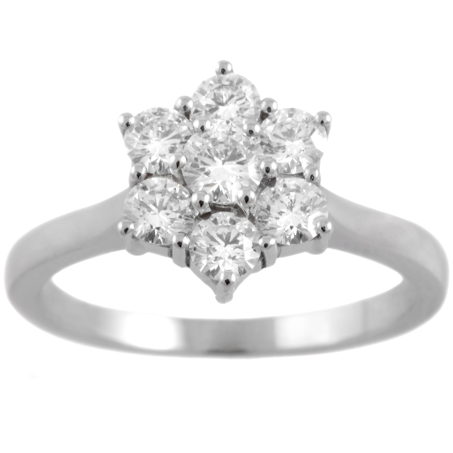 Platinum Round Brilliant Cut Diamond Seven Stone Cluster Ring - H. L. Brown