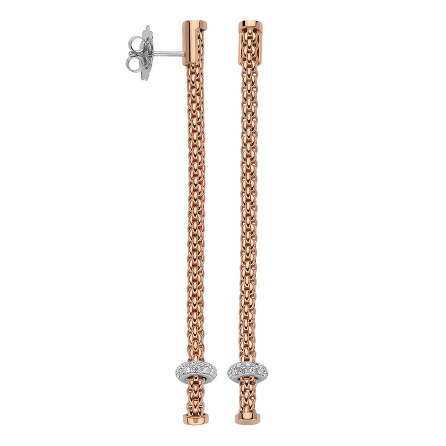 FOPE, Prima Collection, 18ct Rose Gold Diamond Drop Earrings: 0.36 ...