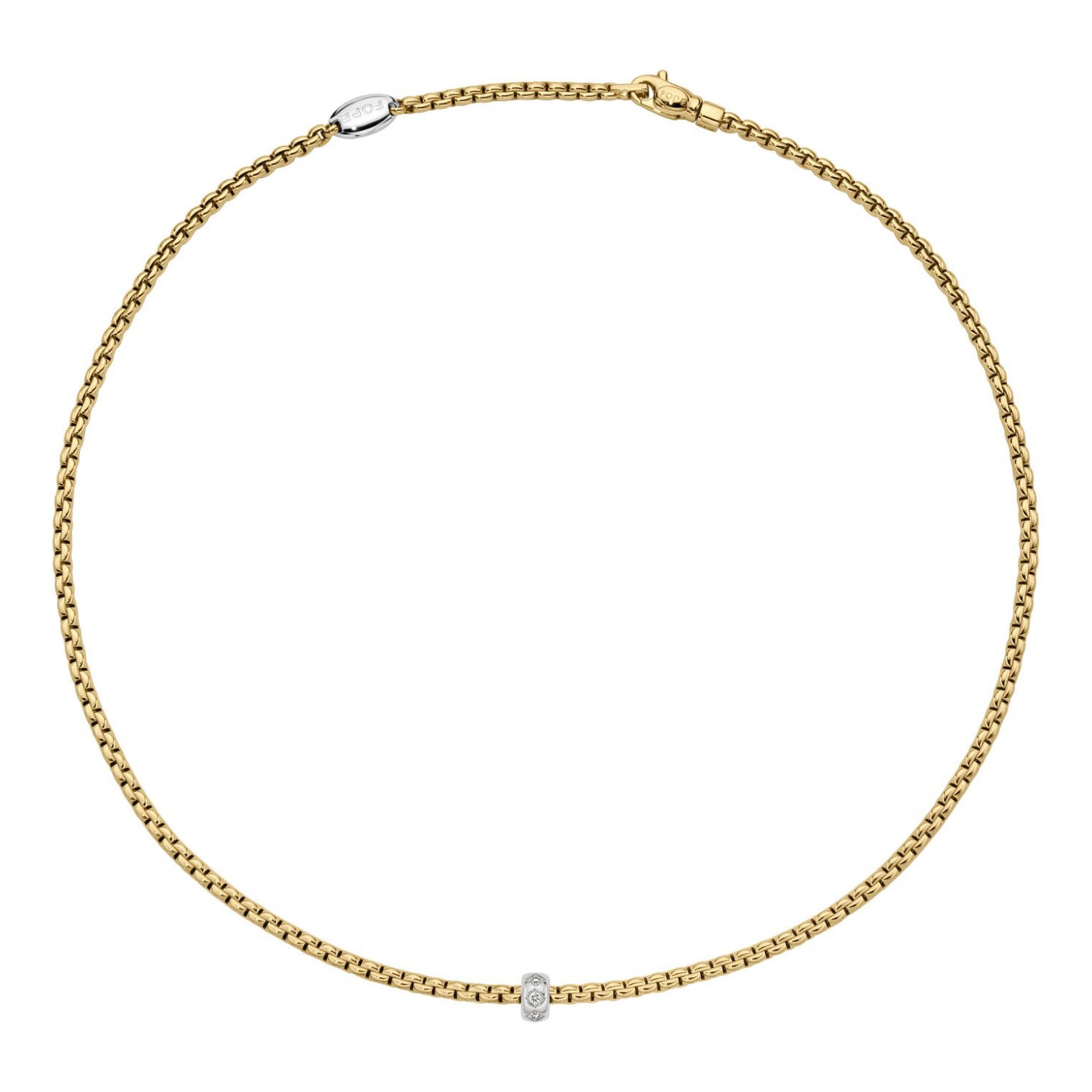 FOPE, EKA Collection, 18ct Yellow & White Gold Diamond Necklace: 0.12 ...