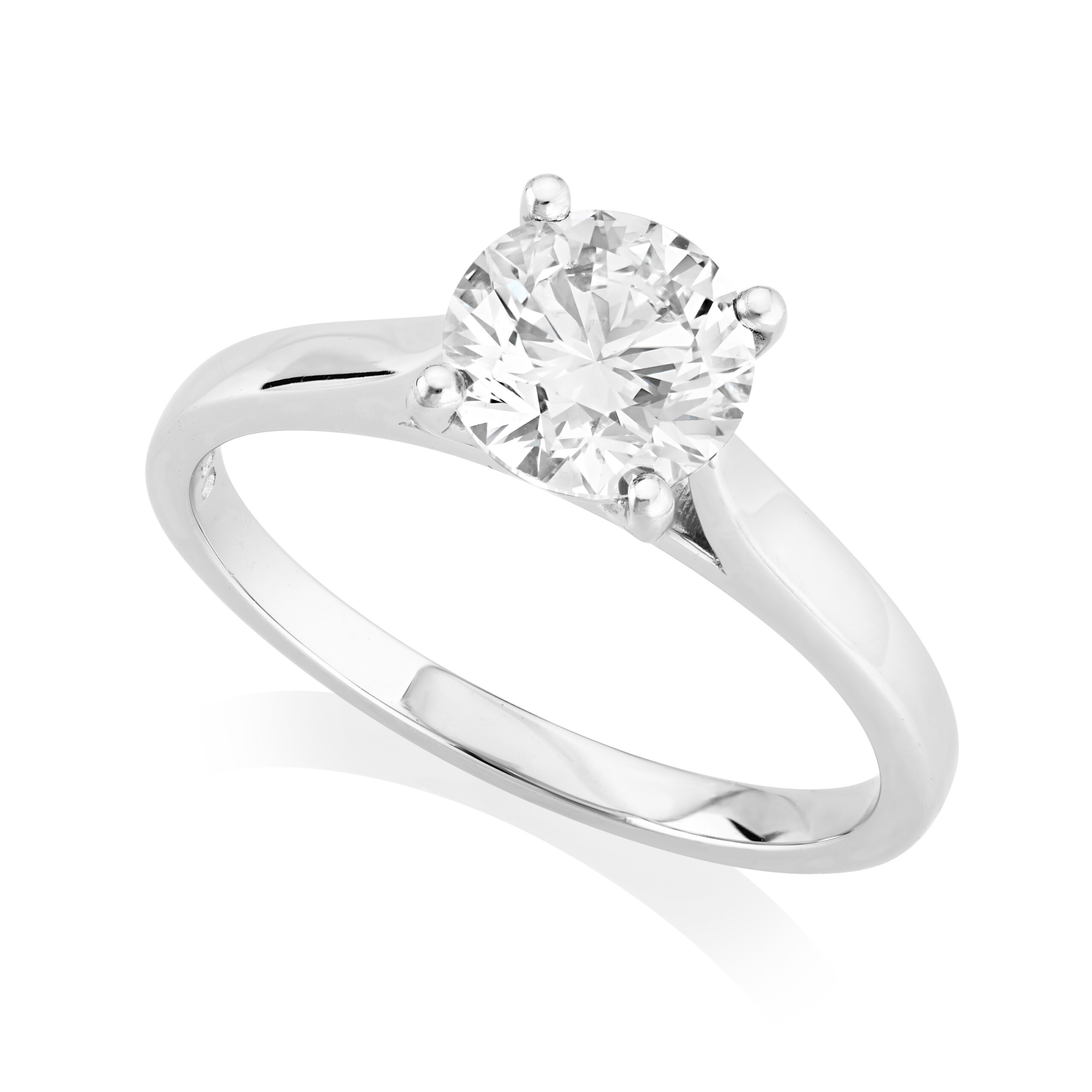 Platinum Leon Collection Brilliant Cut Diamond Single Stone Ring: 1.25 ...
