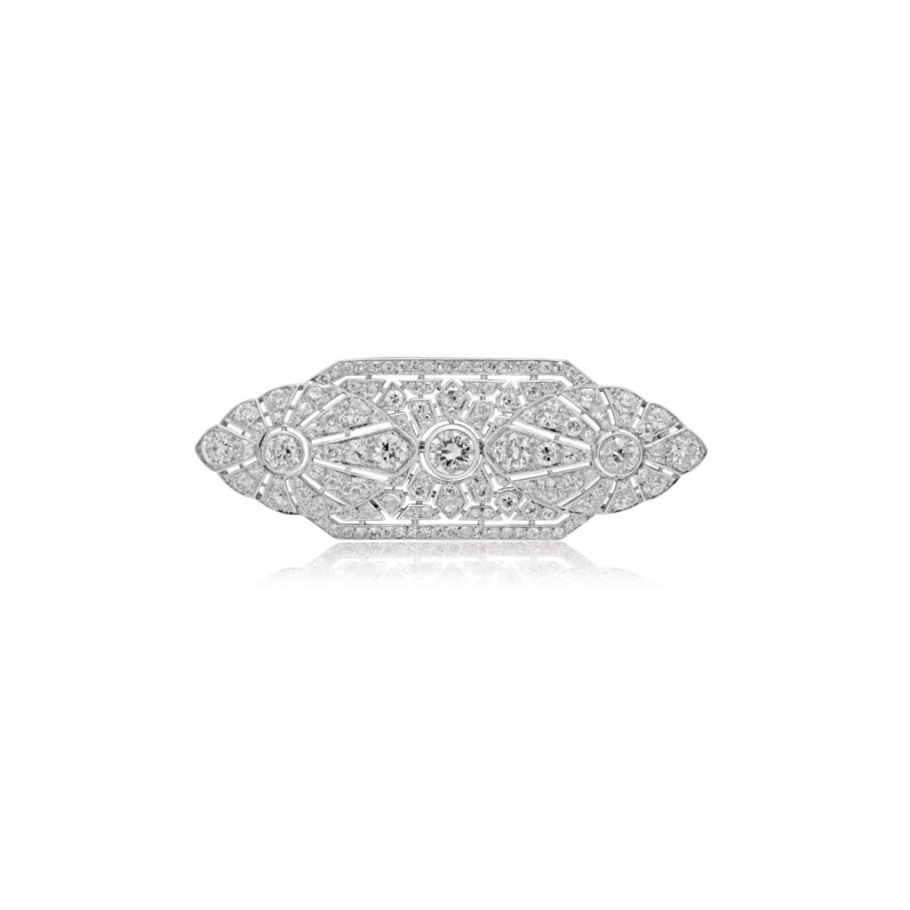 Platinum French Art Deco Diamond Set Plaque Brooch - H. L. Brown
