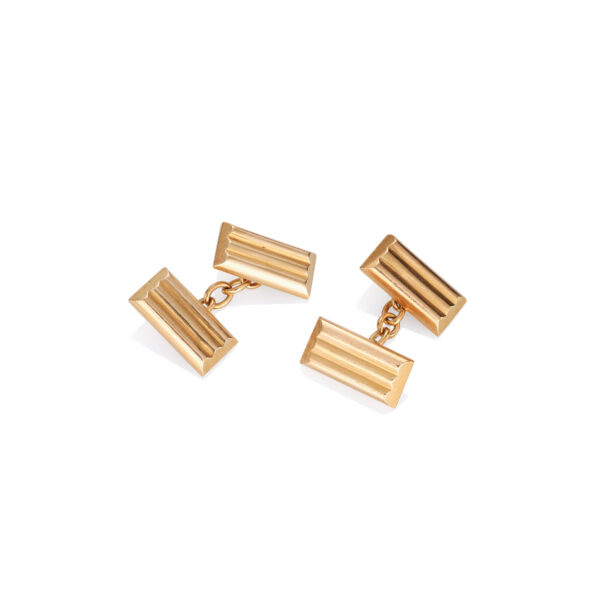 9ct Yellow Gold Ribbed Chain Cufflinks - H. L. Brown
